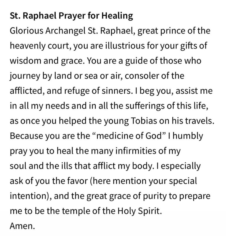 St.Raphael Prayer for Healing – F.I.A.M.C.